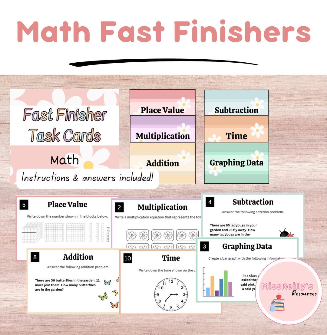 Fast Finisher Math Task Cards | Classroom Resources - Etsy