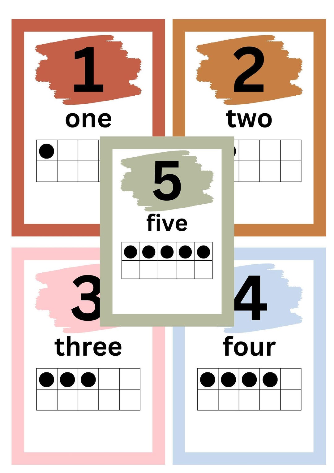 Earthy Colour Numbers From One to Twenty With Ten Frame Visuals ...