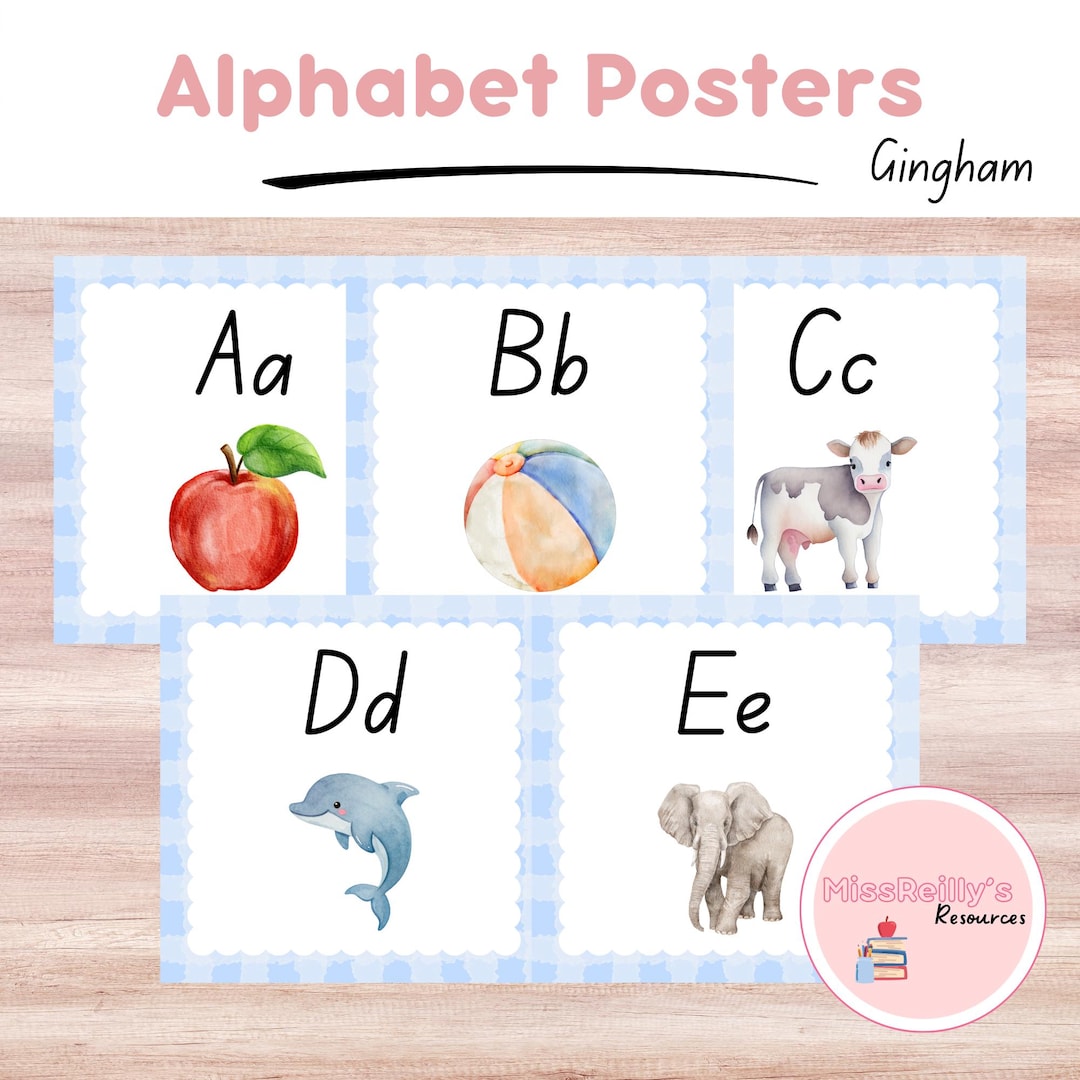 Alphabet Posters | Gingham | Classroom Displays - Etsy Australia
