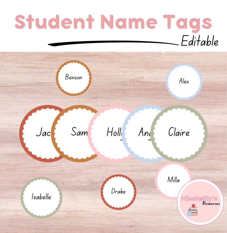 Editable Student Name Tags | Earthy Theme | Door & Bag Student Labels ...