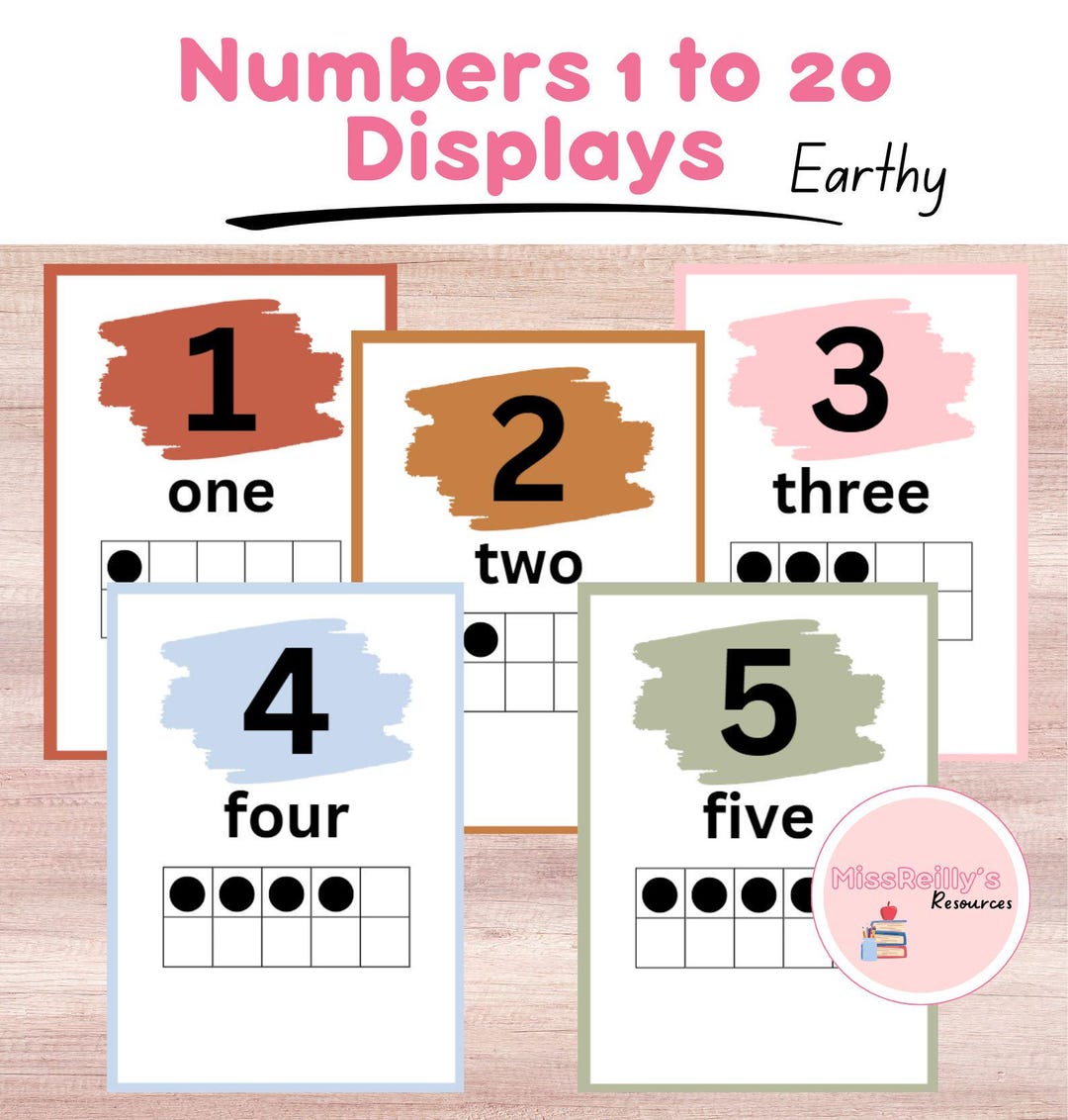 Numbers From One to Twenty With Ten Frame Visuals | Earthy Theme ...