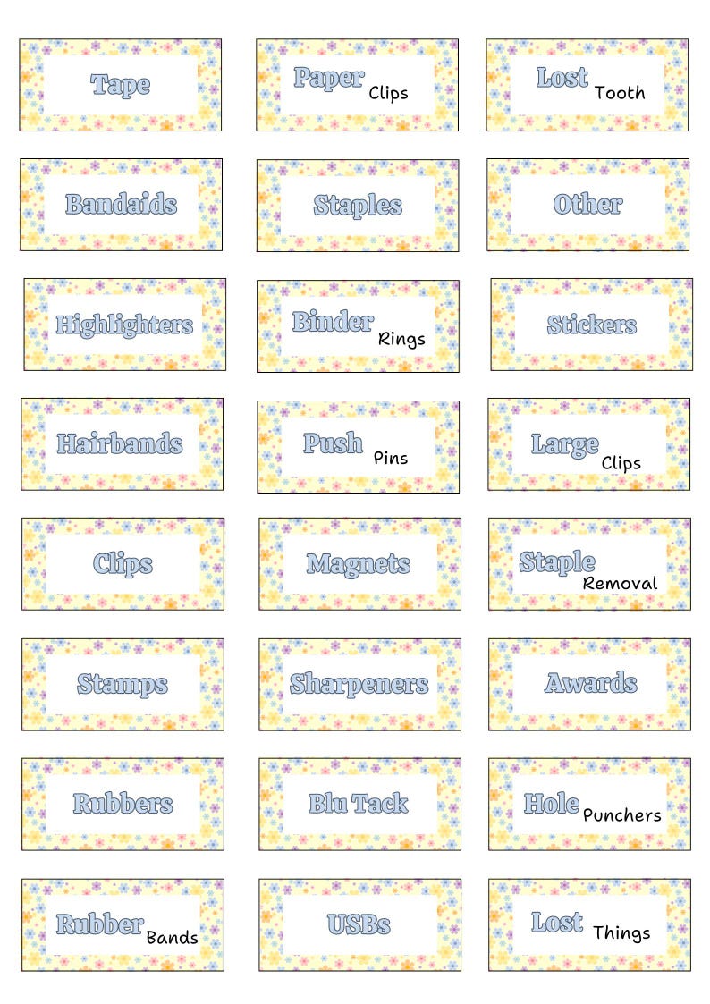 Flower Storage Labels | Classroom Organisation - Etsy