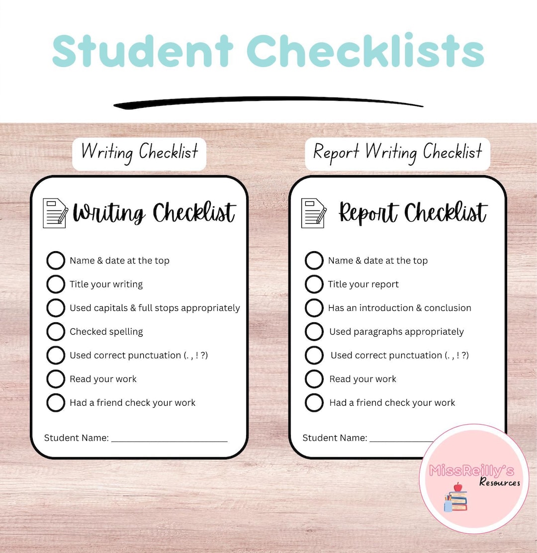 Student Report Writing & Writing Checklist | Classroom Resources - Etsy