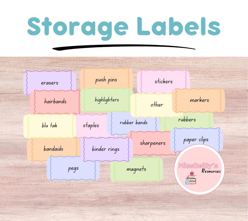 Wavy Storage Labels | Classroom Organisation - Etsy