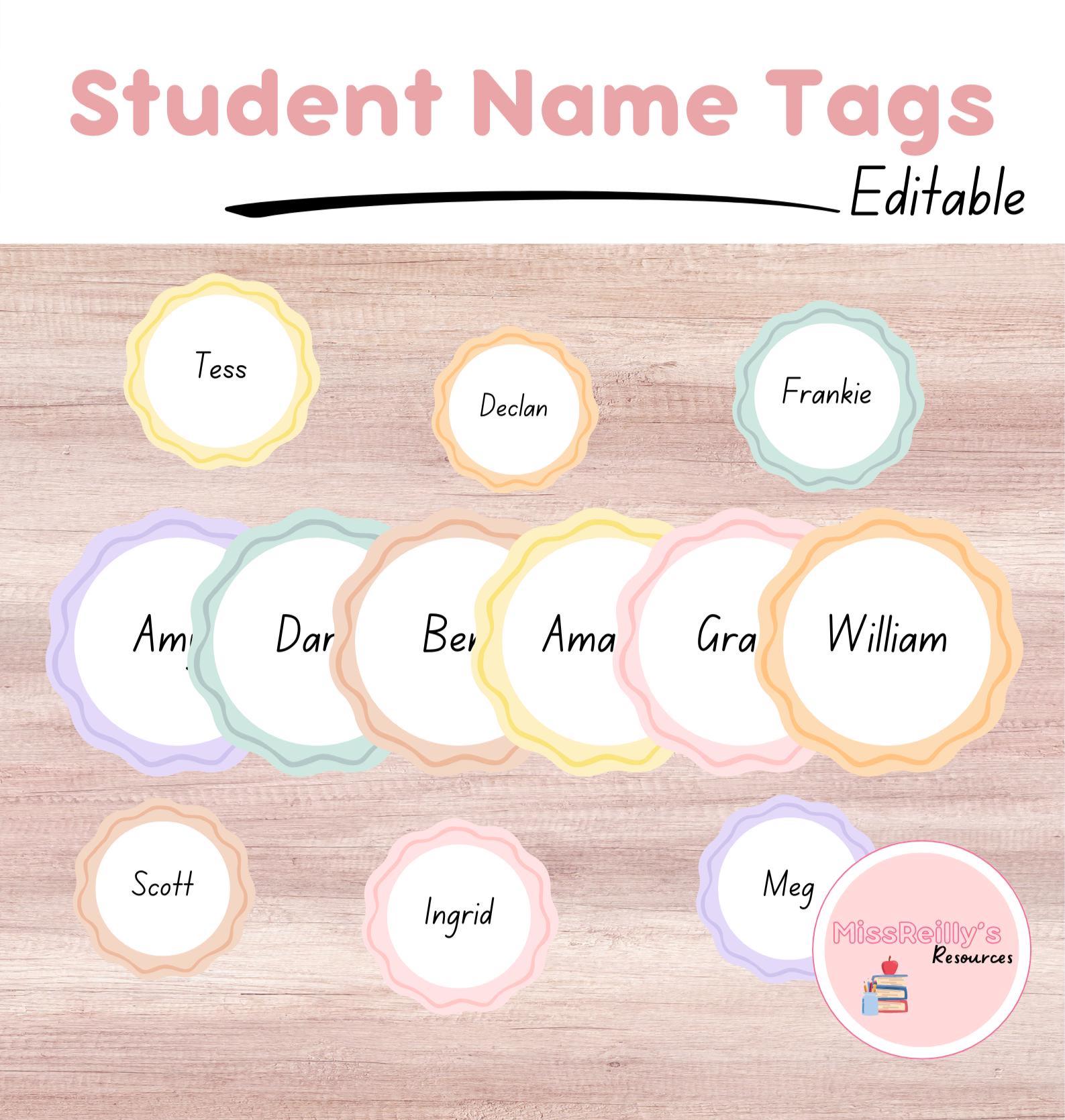 Pastel Wavy Student Name Tags | Classroom Organisation - Etsy Australia