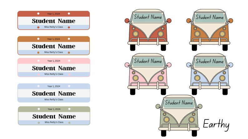 Editable Student Desk & Door Name Tag | Combi Van Inspired | Classroom ...