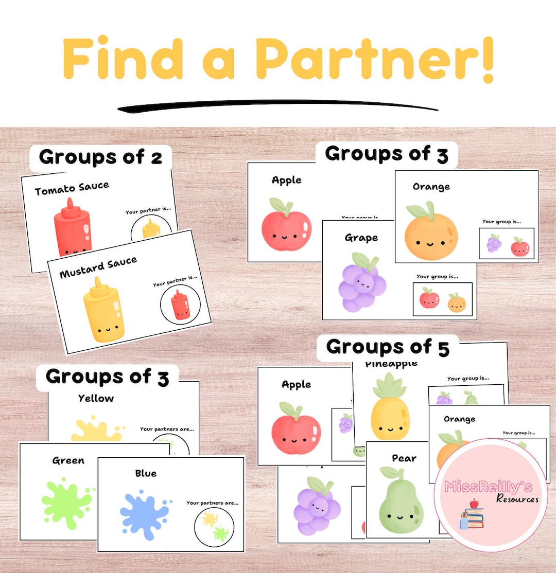 Student Grouping Cards | Find Your Partner! | Classroom Resources - Etsy
