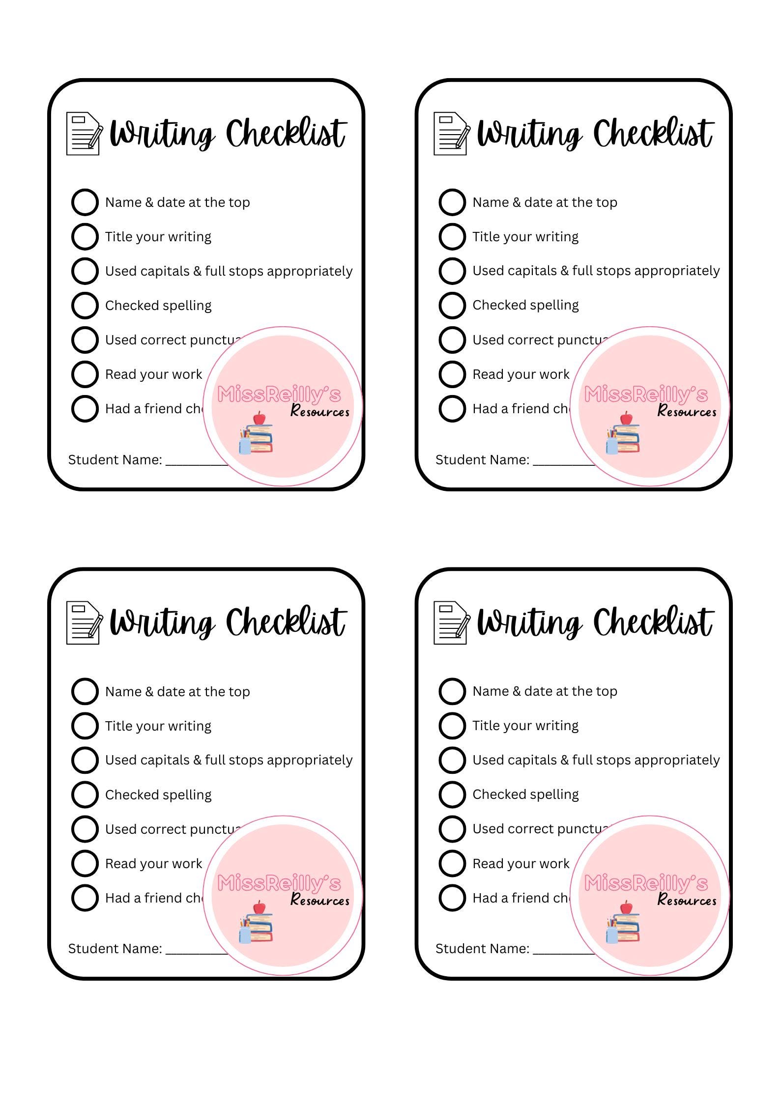 Student Report Writing & Writing Checklist | Literacy Activities - Etsy