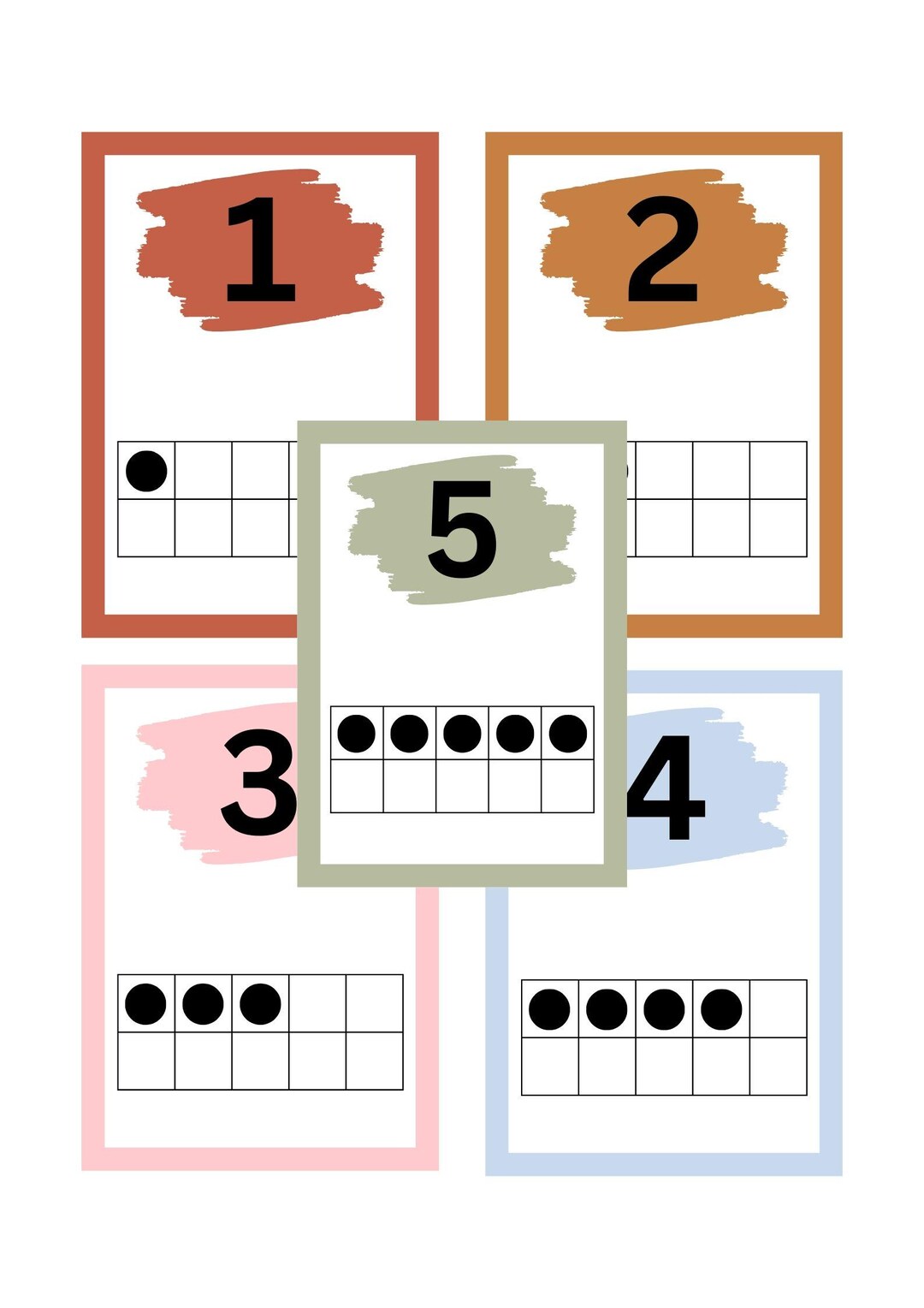 Earthy Colour Numbers From One to Twenty With Ten Frame Visuals ...