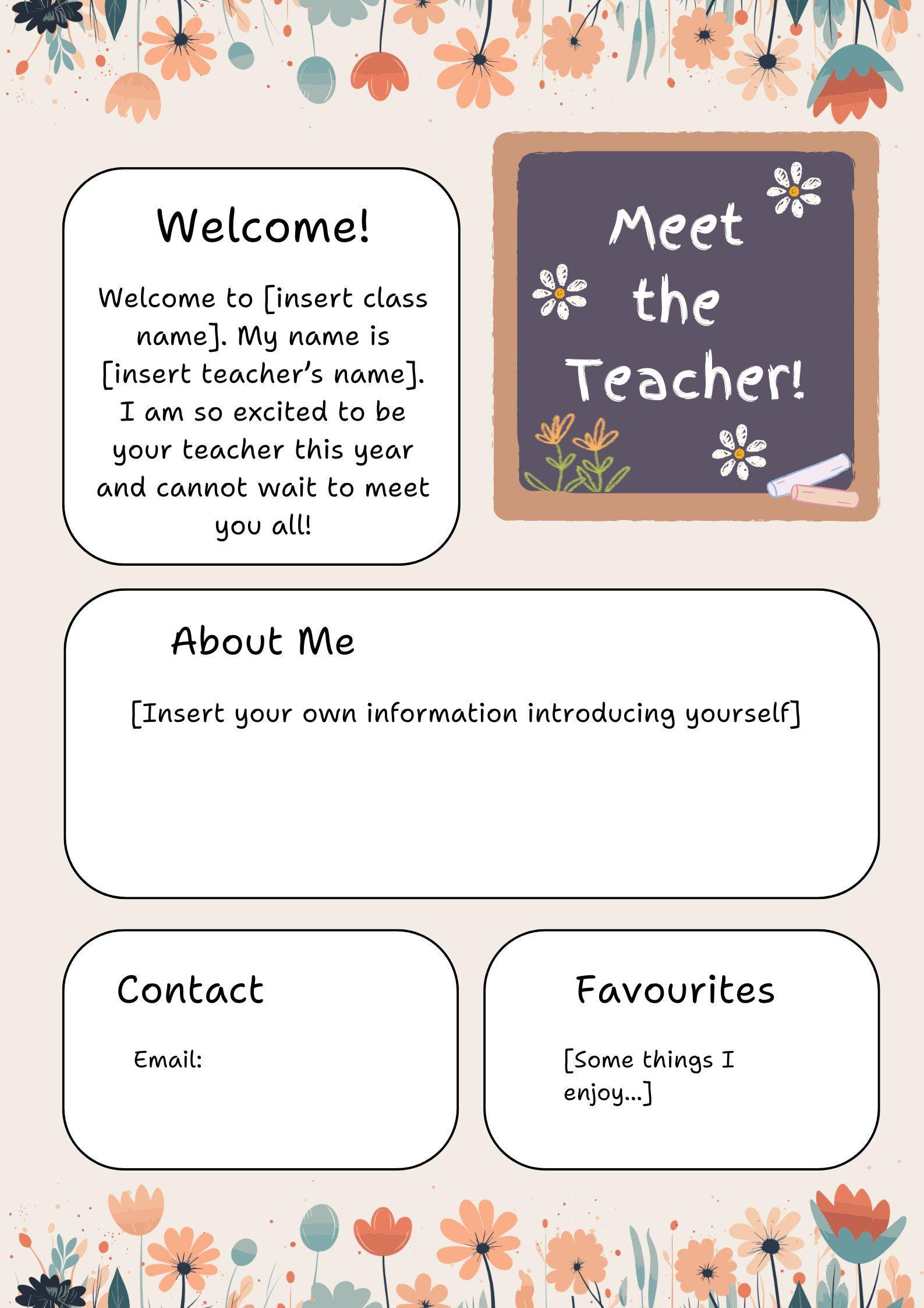 Editable Meet the Teacher! Templates | Classroom Resources - Etsy