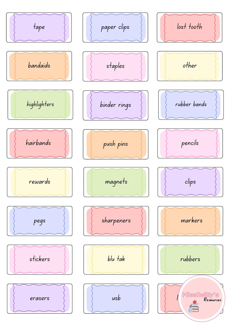 Wavy Storage Labels | Classroom Organisation - Etsy