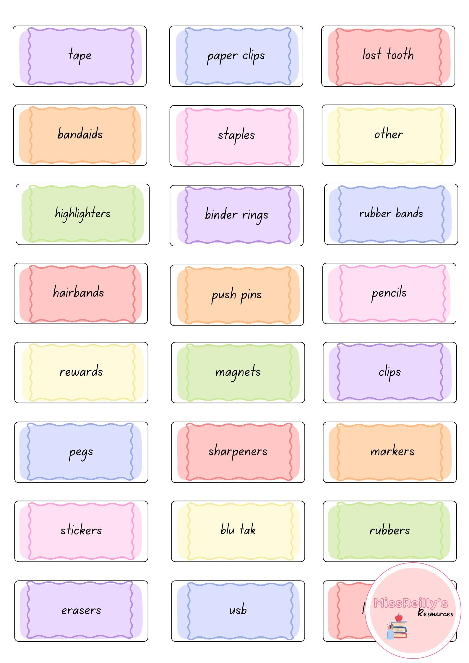 Wavy Storage Labels | Classroom Organisation - Etsy