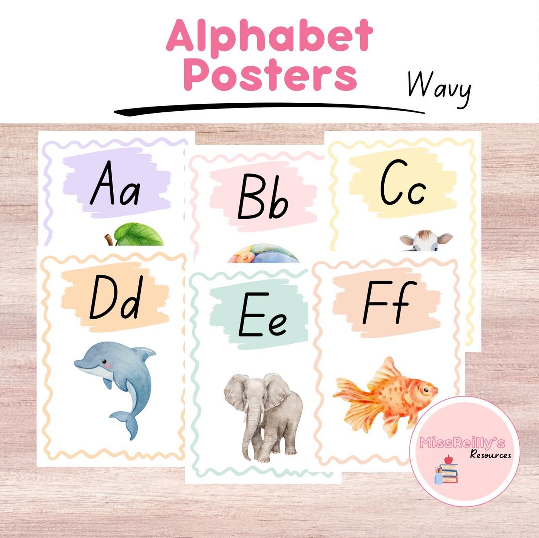 Alphabet Posters | Wavy Pastel | Classroom Displays - Etsy