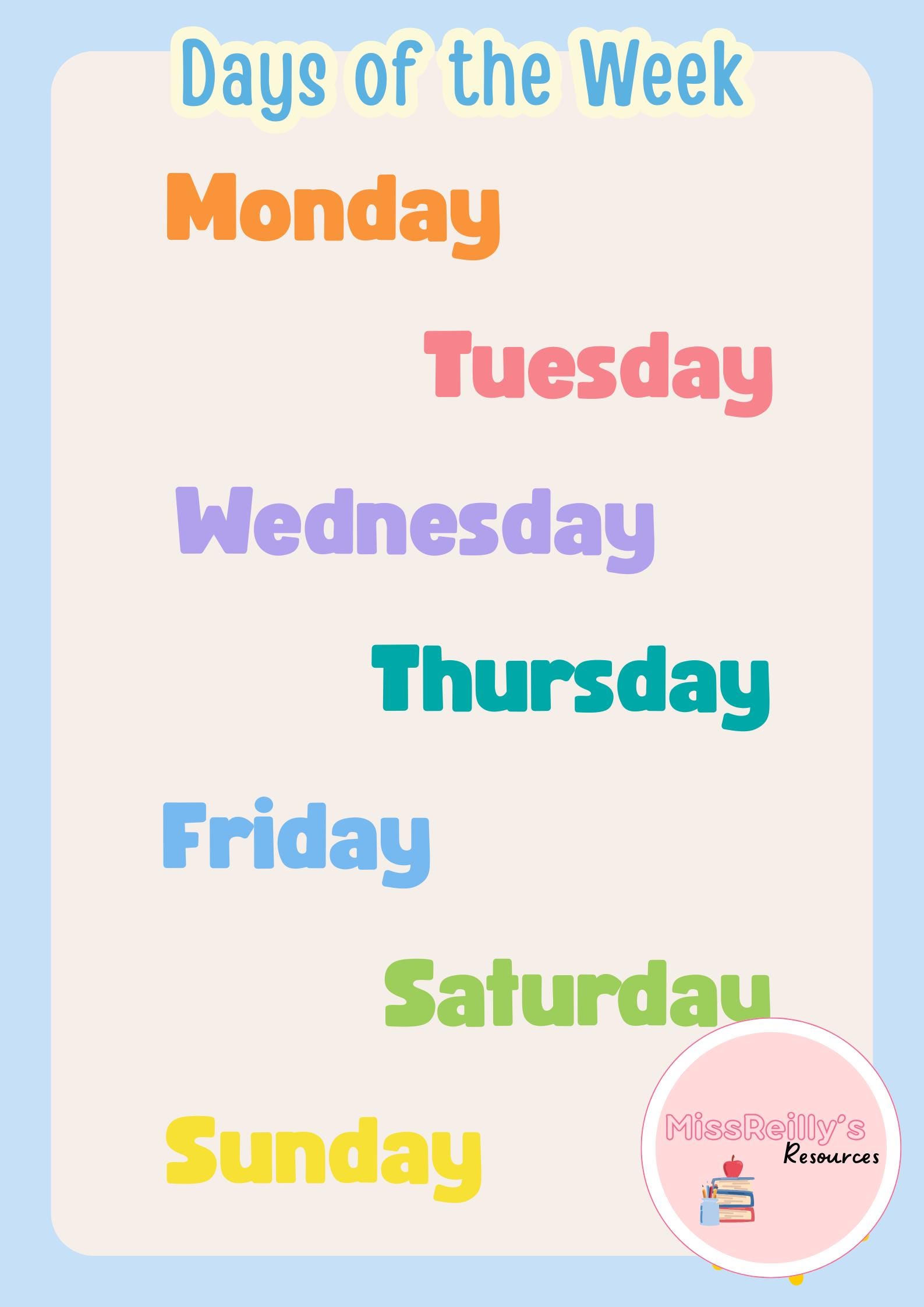Days of the Week Poster | Classroom Displays - Etsy
