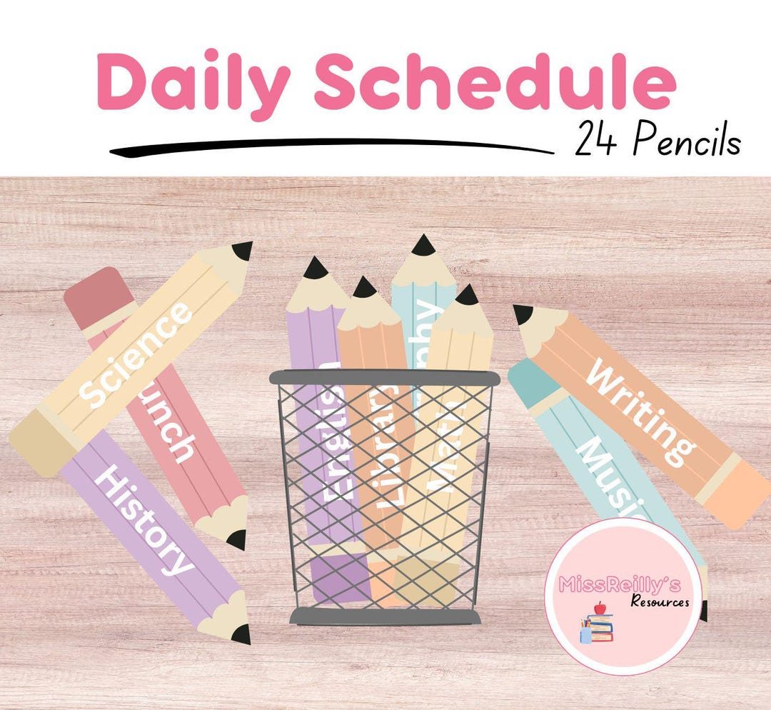 Daily Schedule Pencils | | Spring Theme | Classroom Displays - Etsy