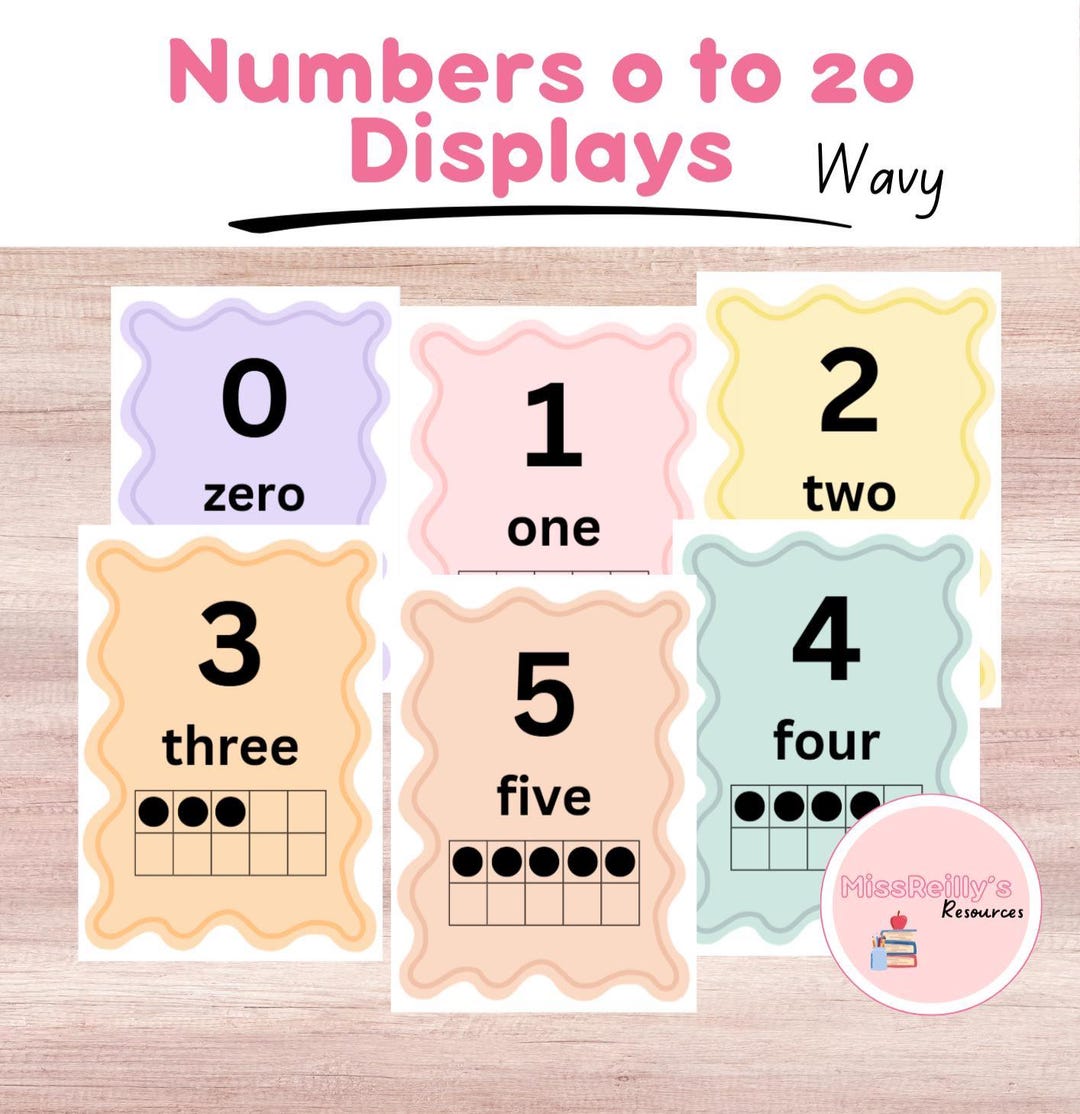 Wavy Theme Numbers 0 to 20 | Classroom Displays - Etsy