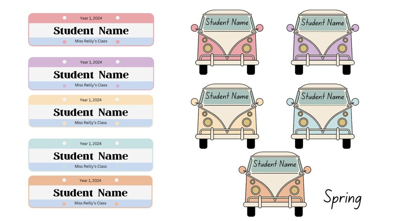 Editable Student Desk & Door Name Tag | Combi Van Inspired | Classroom ...