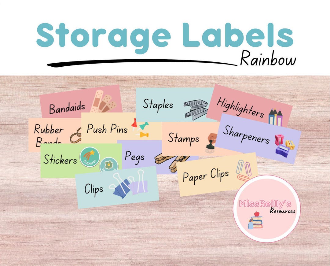 Rainbow Storage Labels With Pictures | Classroom Resources - Etsy