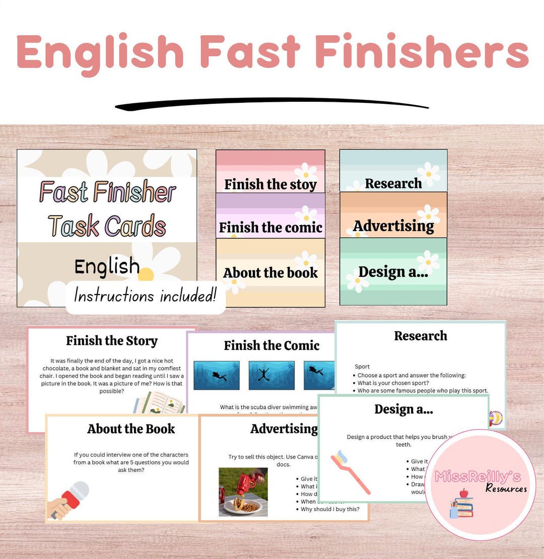 Fast Finisher English Task Cards | Classroom Activities - Etsy