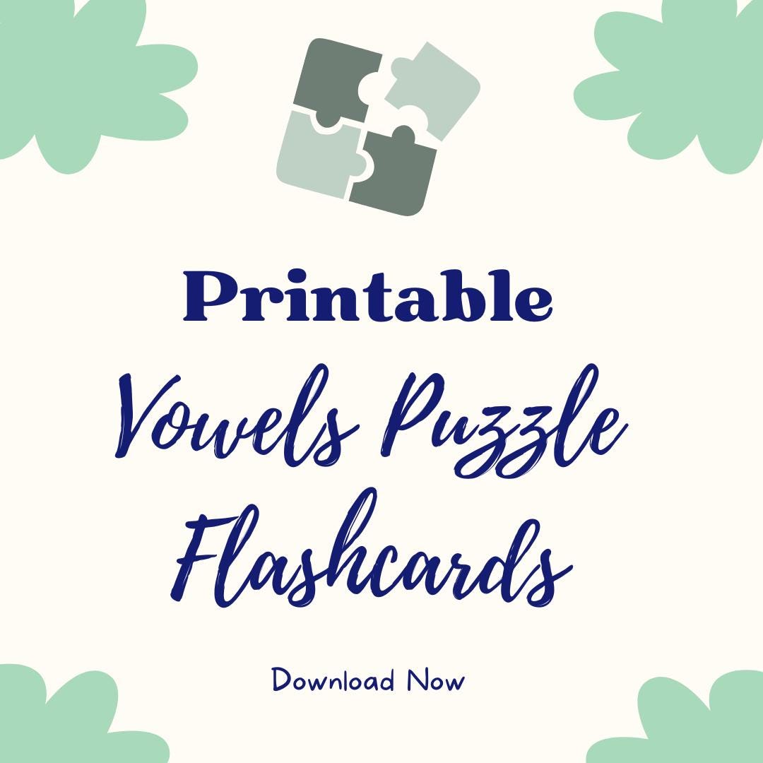 Vowels Puzzle Printable Flashcards, Interactive Vowel Puzzle Flashcards ...