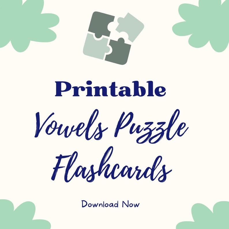 Vowels Puzzle Printable Flashcards, Interactive Vowel Puzzle Flashcards ...