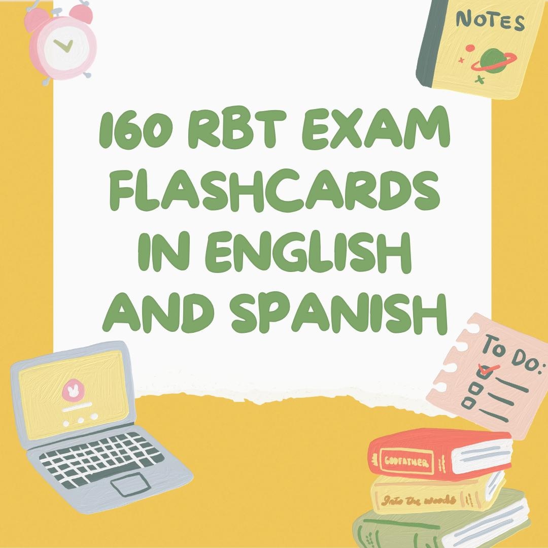RBT Exam Flashcards: 160 Study Cards, English & Spanish (PDF) - Etsy