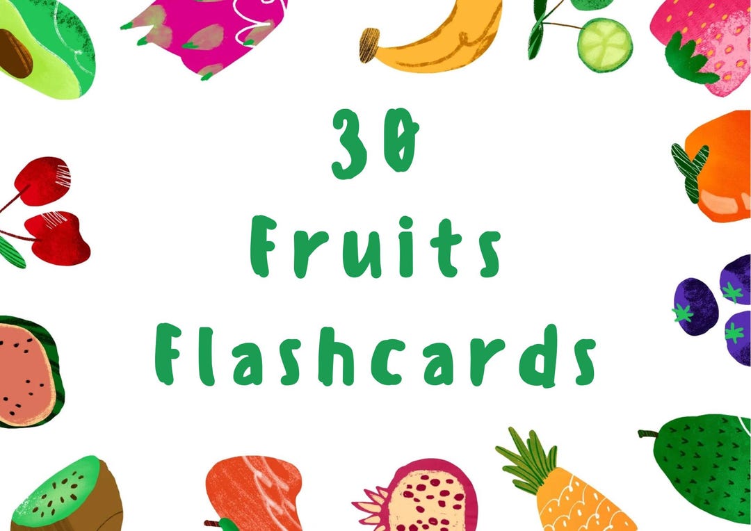 Fruits Flashcards Printable Download Montessori Style Set of 30 Cards ...