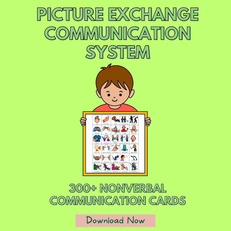 PECS, Printable Communication Cards, Visual Aid, Nonverbal ...
