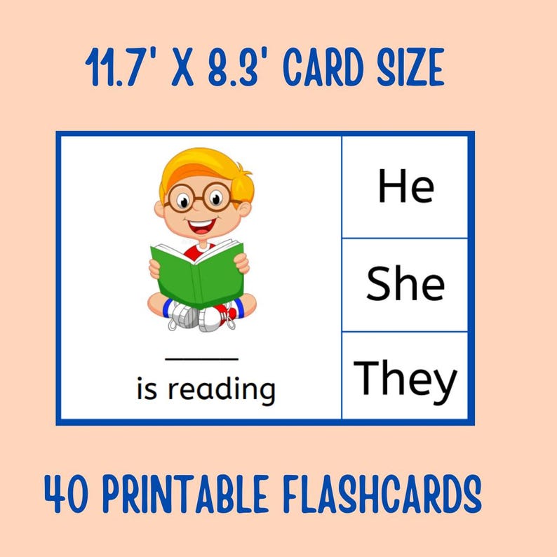 40 Pronoun Flashcards: Printable Learning Cards for Kids (PDF) - Etsy