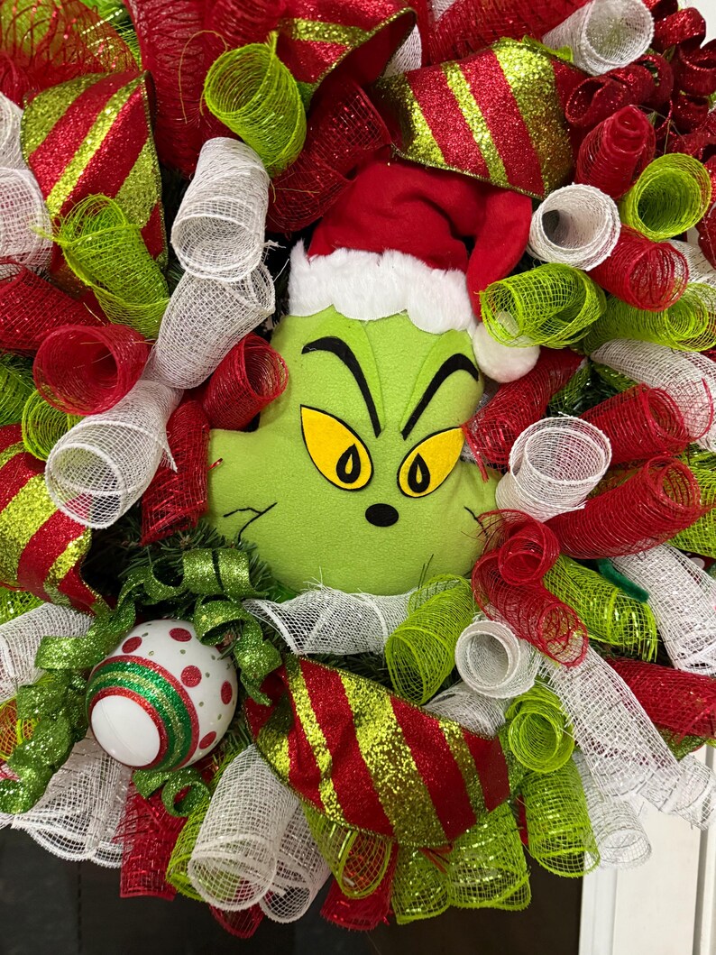 Grinch Christmas Wreath - Etsy