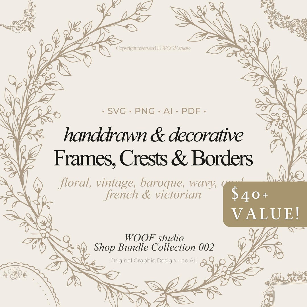 Floral Wedding Crest - Baroque Frame SVG Vintage Antique Frames Set ...