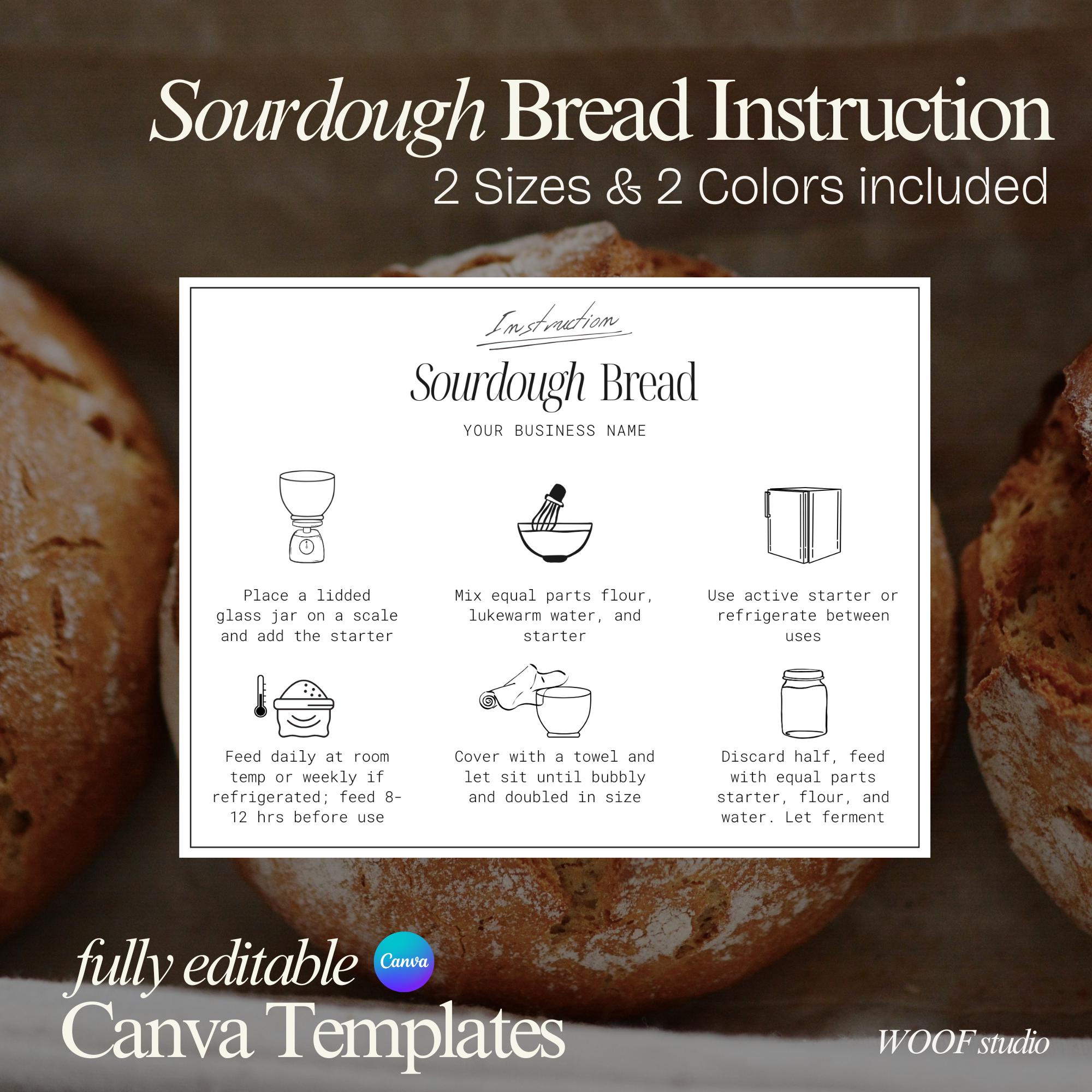 Printable Sourdough Starter Care Card Guide Canva Template Sourdough ...