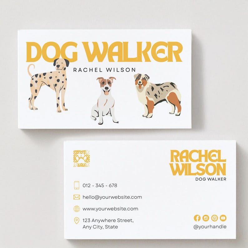 Dog Walker Business Card Dog Brand Business Card Dog Groomer Card Pet ...