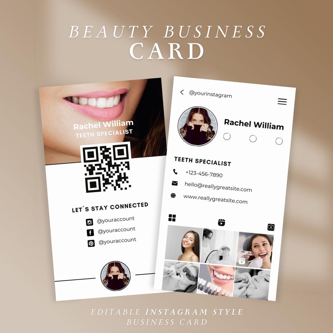 Business Card Teeth Whitening Instagram Business Card Canva Business ...