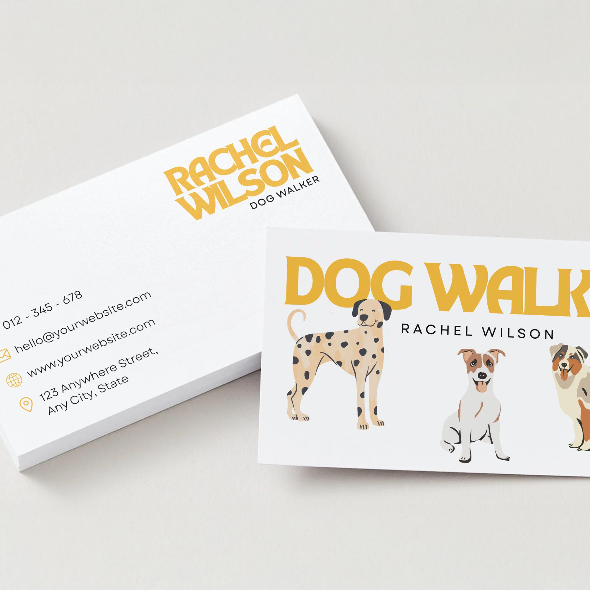 Dog Walker Business Card Dog Brand Business Card Dog Groomer Card Pet ...