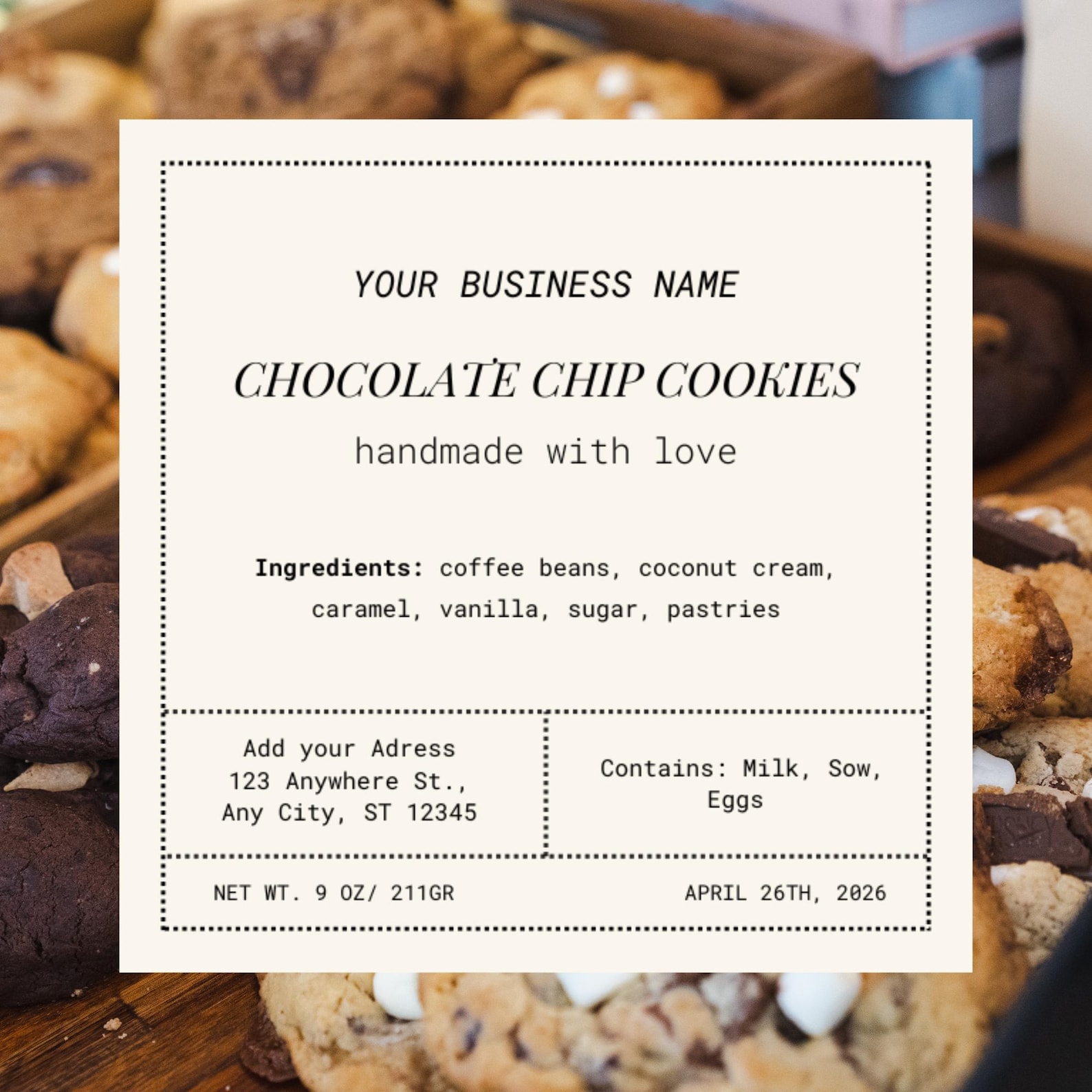 Editable Cottage Food Label Canva Templates, Custom Sticker for Small ...