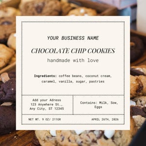 Editable Cottage Food Label Canva Templates, Custom Sticker for Small ...
