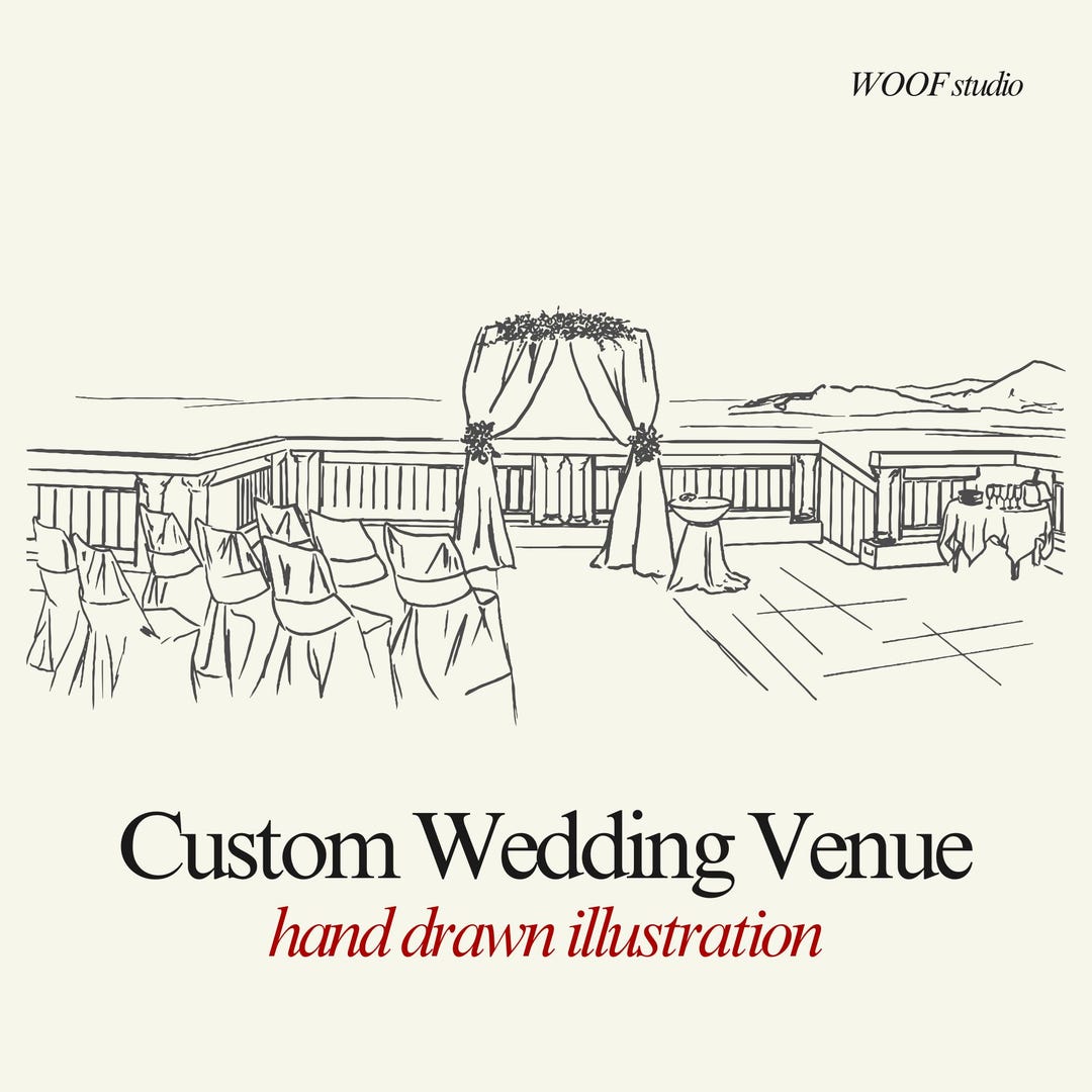 Custom Wedding Venue Sketch Hand Drawn Wedding Venue Sketch French ...