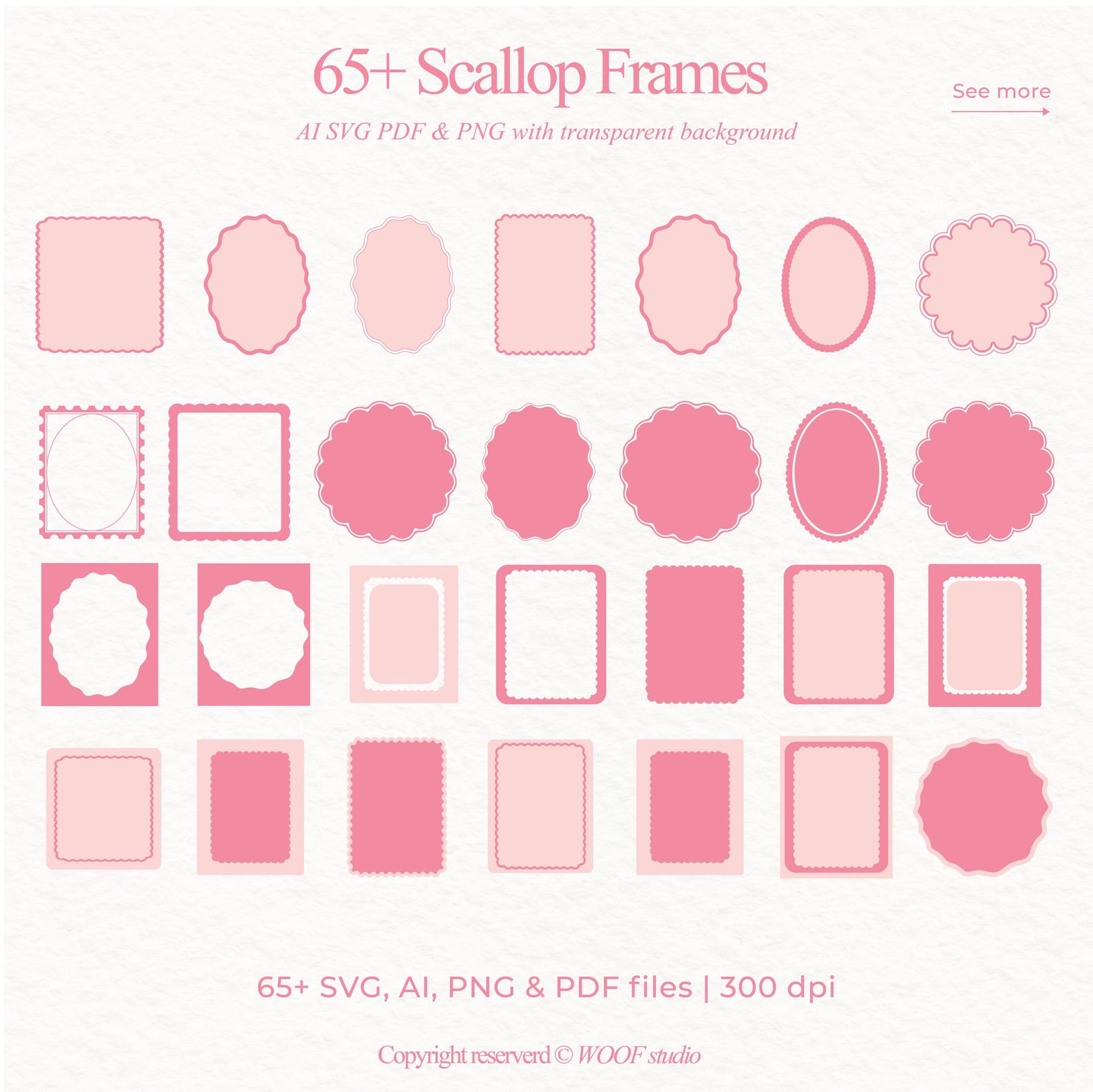 Decorative Frames SVG Bundle - Scallop Whimsical Border Set: Pink ...