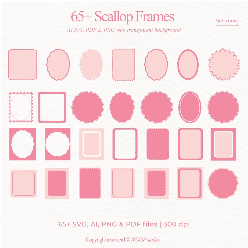 Decorative Frames SVG Bundle - Scallop Whimsical Border Set: Pink ...