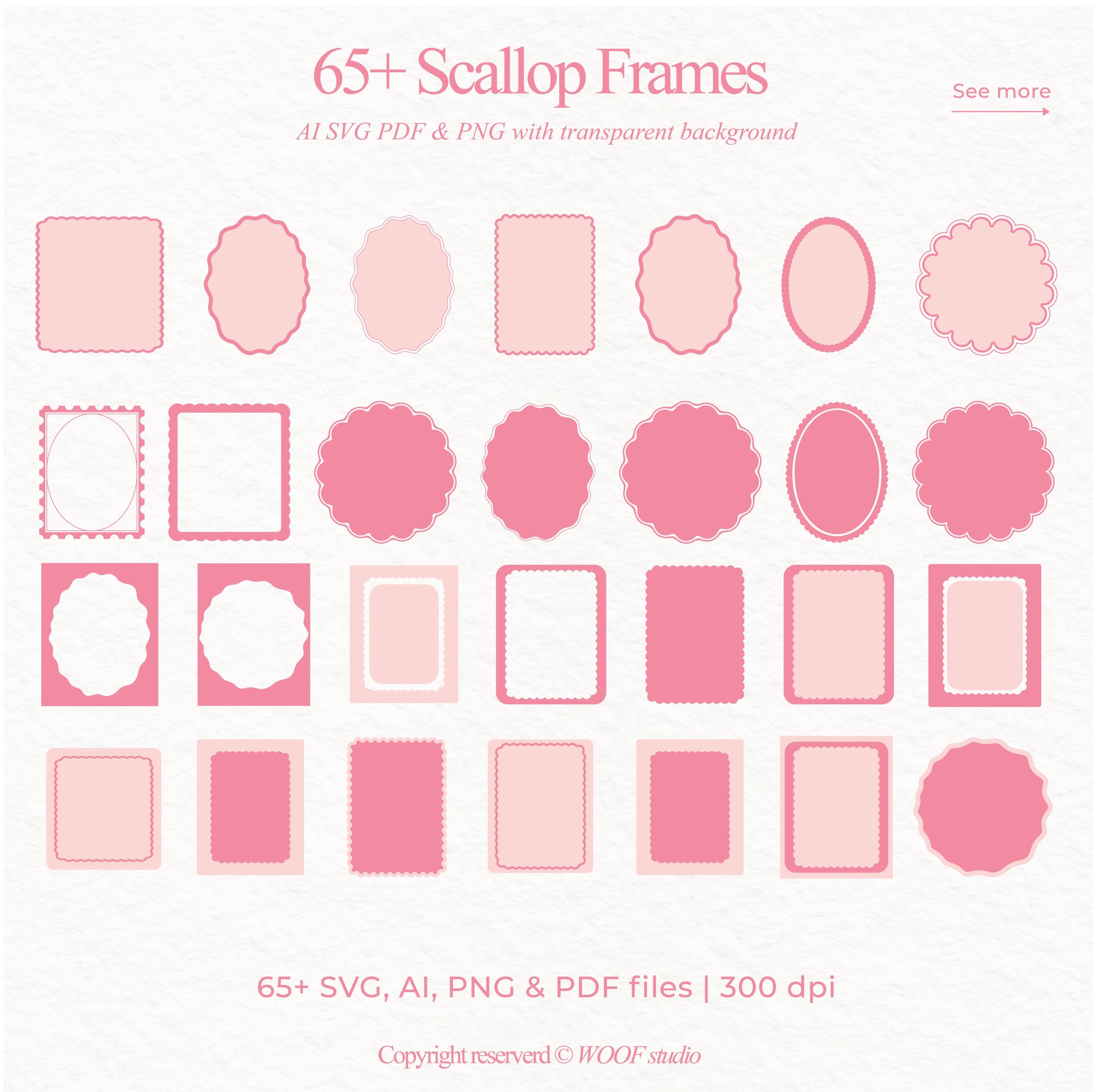 Decorative Frames SVG Bundle - Scallop Whimsical Border Set: Pink ...