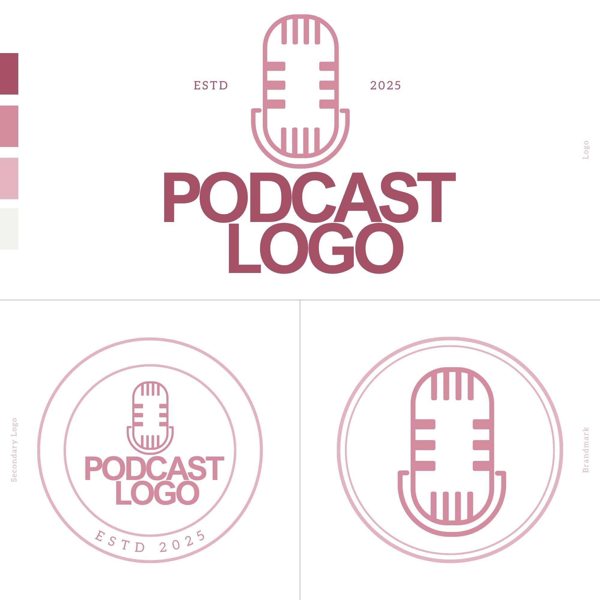 Podcast Logo Design DIY Podcast Launch Branding Template Editable Logo ...