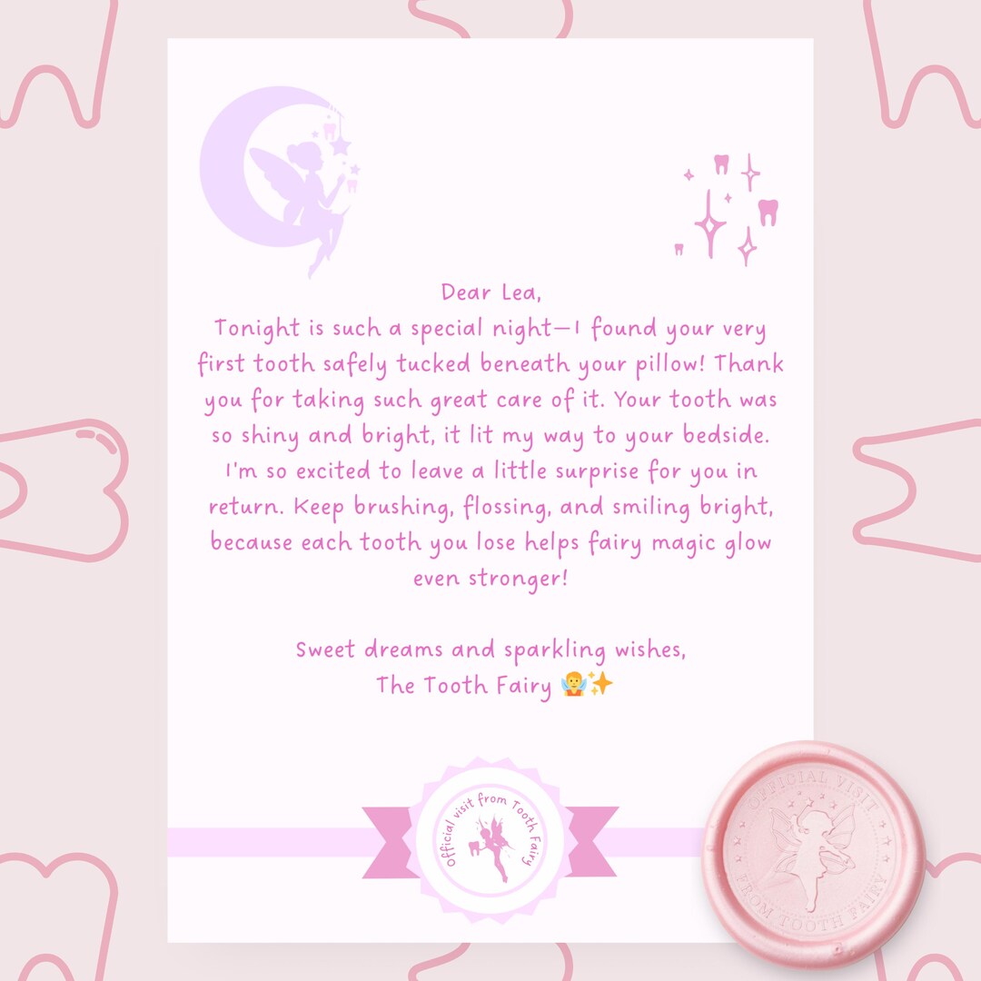 Tooth Fairy Letter Receipt Canva Template Instant Download Toothfairy ...
