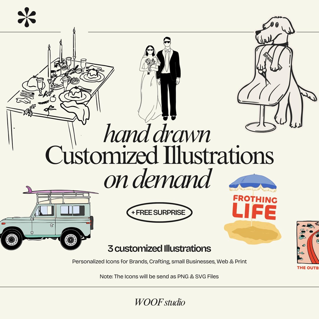 Custom Hand-drawn Illustrations – Personalized Icon Bundle (digital ...