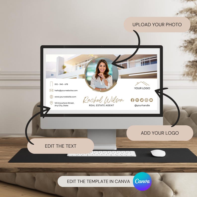 Real Estate Email Signature Template for Real Estate Agents • Editable ...