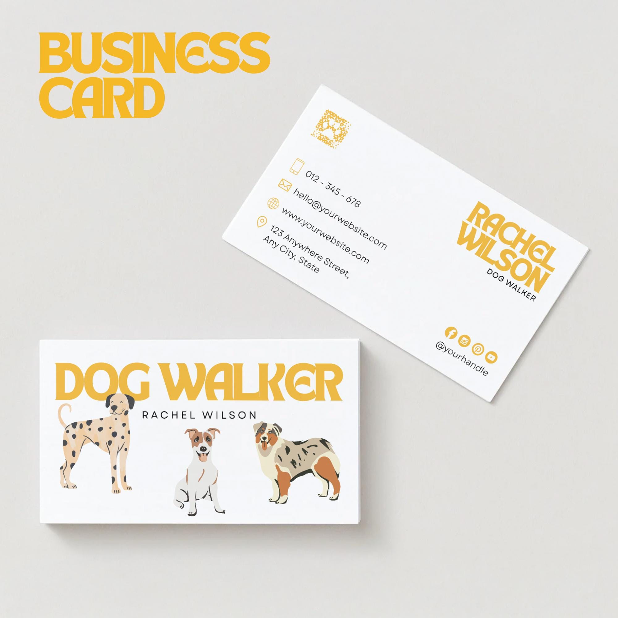 Dog Walker Business Card Dog Brand Business Card Dog Groomer Card Pet ...