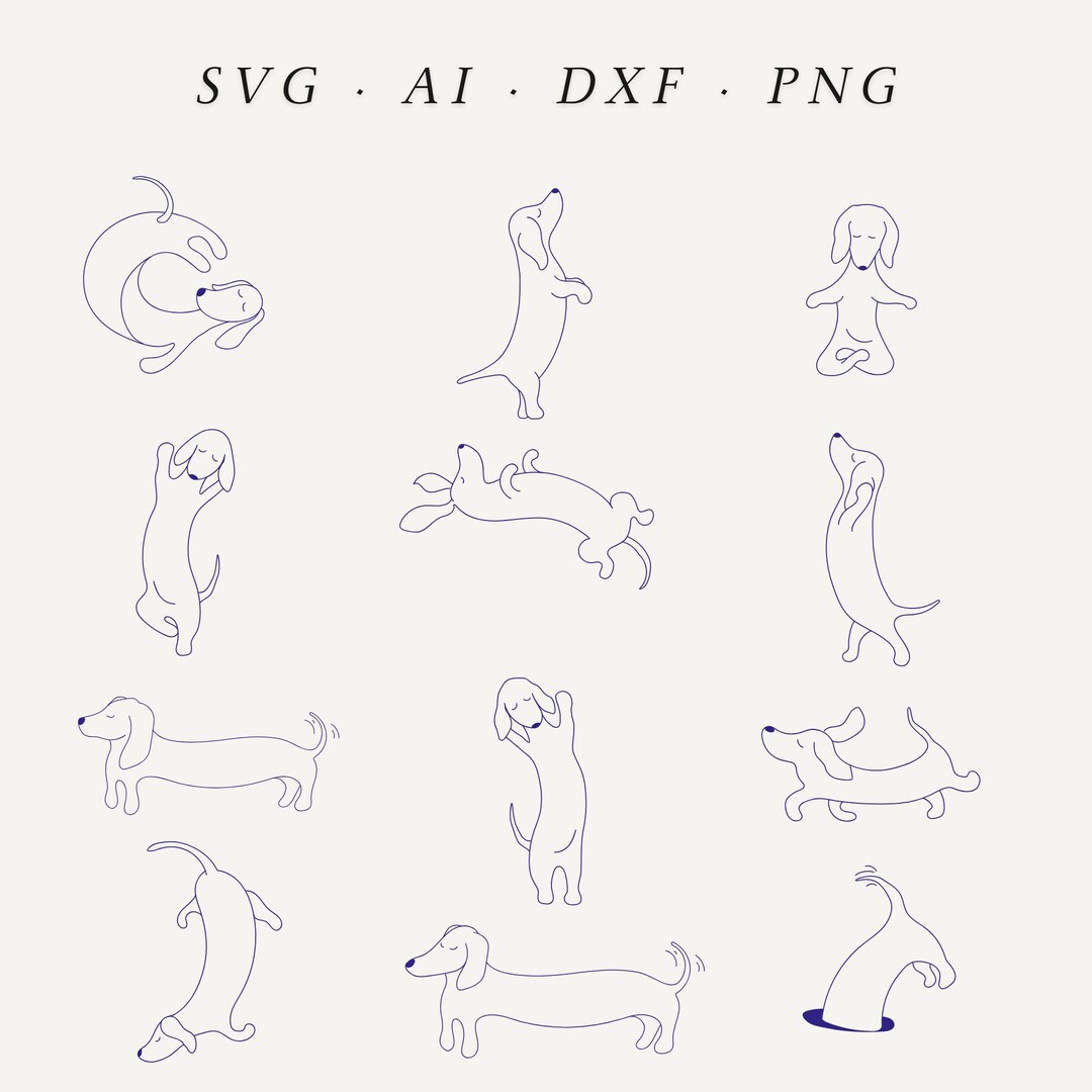 Minimal Single One Line Wiener Dog Illustrations | Art Collection ...