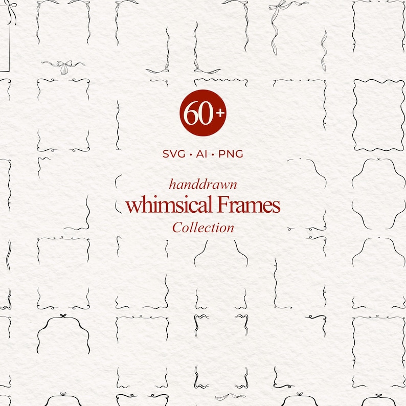 Hand Drawn Frames SVG Bundle, Handdrawn Borders Clipart Doodle Frames ...