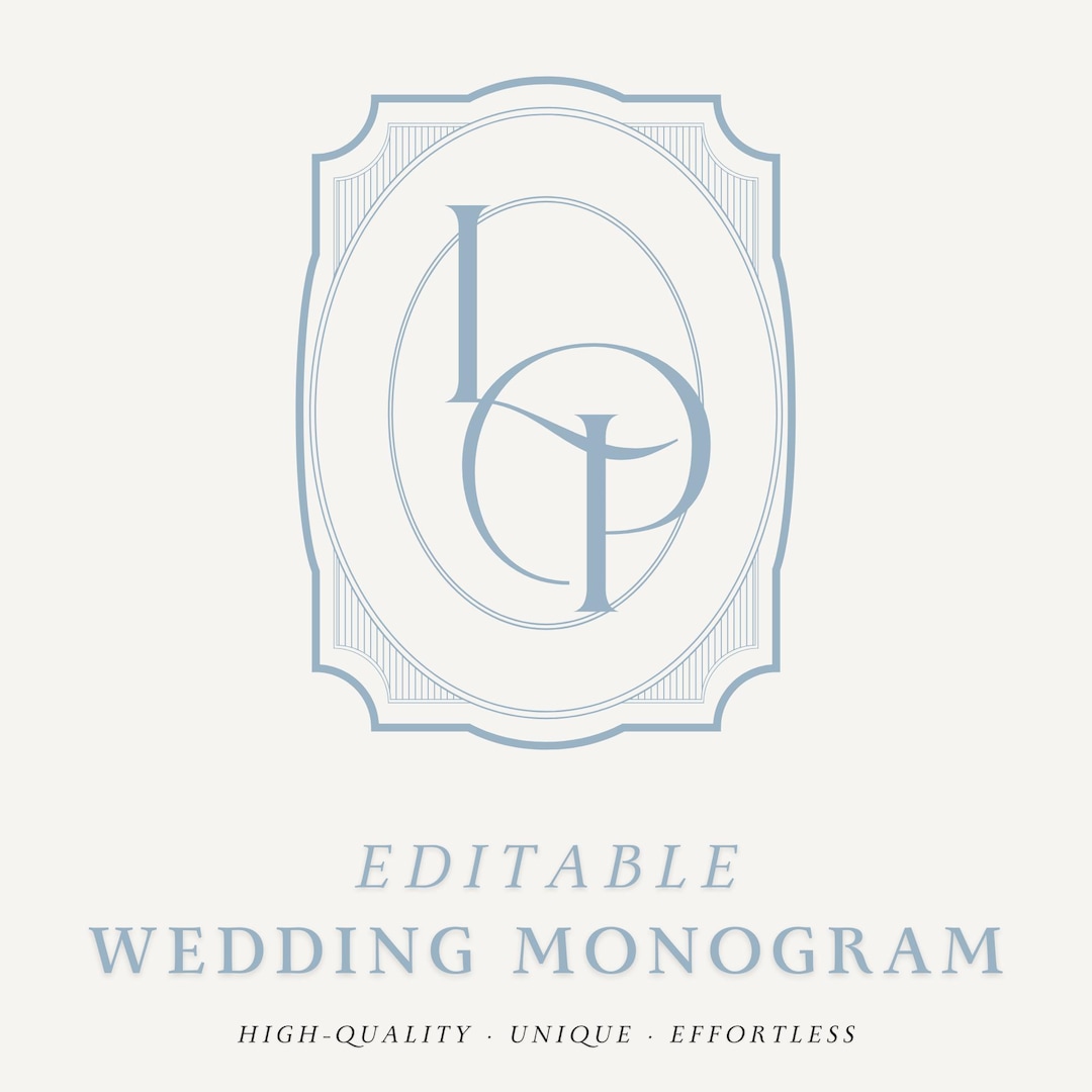 Wedding Monogram Template Canva Printable Wedding Logo Custom Couple ...