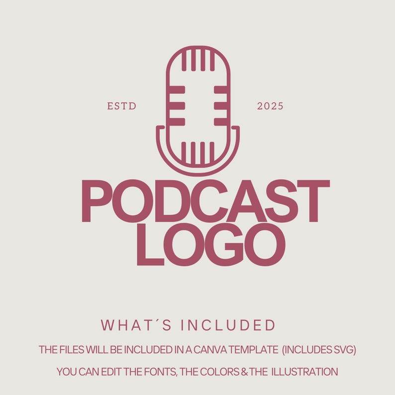 Podcast Logo Design DIY Podcast Launch Branding Template Editable Logo ...